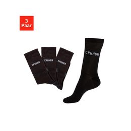 Damen Basicsocken, Copenhagen Studios, Gr. 39, schwarz, Baumwollmischung, unifarben, Socken, mit Rippstruktur und Stickerei