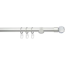 Gardinenstange Liedeco, L:240cm &Oslash;:2mm, grau, Eisen, Gardinenstangen, "Fertigstilgarnitur 20 mm Power Facettkugel", Gardinenstange Komplett