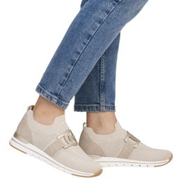 Remonte Damen Slip-On Sneaker, Gr. 41, beige, Lederimitat, Textil, unifarben, Schuhe, Freizeitschuh, Halbschuh, Slipper mit Gummizug am Schaftrand