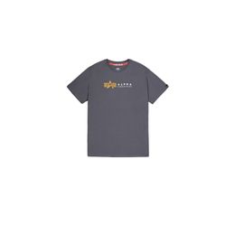 Herren T-Shirt "Alpha Label T-Shirt", grau, Gr. XL, Alpha Industries, Obermaterial: 100% Baumwolle, Shirts