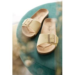 ANISTON SHOES Damen Pantolette, Gr. 37hellgelb, Veloursleder, Schuhe, Hausschuh, Sommerschuh, Schlappen - NEUE KOLLEKTION
