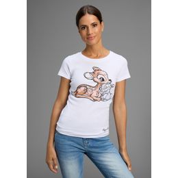 Kangaroos Damen T-Shirt, wei&szlig;, Gr. 48, bedruckt, Rippware, Obermaterial: 100% Baumwolle, Shirts, Kurzarm, sehr figurbetonte Passform, aus Baumwolle