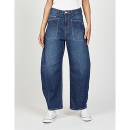 Gang Damen Relax-fit-Jeans "94ODINA", blau, Gr. 28, Denim/Jeans, Obermaterial: 98% Baumwolle, 2% Elasthan, Jeans, O-Shape mit aufgesetzten Taschen