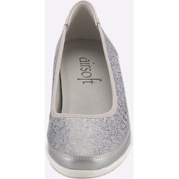 CLASSIC Damen Ballerina, Gr. 37, silber, Glattleder, Veloursleder, Basic, Schuhe