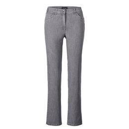 GOLDNER Damen Stretch-Jeans "Jeans LOUISA mit Stickerei", grau, Gr. 42, Obermaterial: 83% Baumwolle CO. 16% Polyester PES. 1% Elasthan EL., Jeans