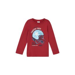 s.Oliver JUNIOR Jungen Langarmshirt, rot, Gr. 104, bedruckt, Jersey, Obermaterial: 100% Baumwolle, Shirts, mit Print und Wendepailletten, f&uuml;r Kids