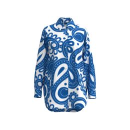 Seidensticker Damen Longbluse "Schwarze Rose", blau, Gr. 40, Paisley, 65% Baumwolle, 35% Leinen, Blusen, Langarm Kragen Paisley
