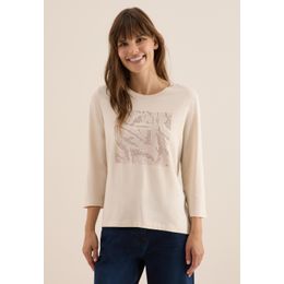 T-Shirt Cecil, Damen, Gr. L (42), oat milk beige, Web, 50% Modal, 50% Baumwolle, unifarben, normal normal, Rundhals, abgesteppt, Shirts T-Shirt, im soften Baumwoll-Mix