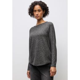 Langarmshirt Street One, Damen, Gr. 34, gravel grau meliert, Stoff, 67% Viskose, 30% Polyester, 3% Elasthan, unifarben, normal normal, Rundhals, abgesteppt, Shirts Langarmshirt, aus softem Materialmix