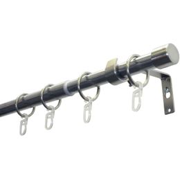 Gardinenstange Gardinia, L:190cm &Oslash;:19mm, silber, Aluminium, Gardinenstangen, "Set Metall", 1-Lauf