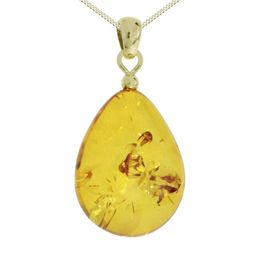 OSTSEE-SCHMUCK Damen Kette mit Anh&auml;nger "OSTSEE-SCHMUCK Kette mit Anh&auml;nger Tropfen flach, ca. 22 mm lang", 45cm, Gelbgold 333, L: 42, gold, Gelbgold