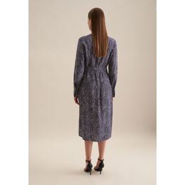 Seidensticker Damen Sommerkleid "Schwarze Rose", blau, Gr. 34, bedruckt, 100% Viskose, Kleider, Langarm Kragen Druck