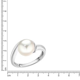 ZEEme Damen Fingerring "Silber 925 rhodiniert mit einer wei&szlig;en Perle 9,5-10mm", 052 (16,6), Silber 925 (Sterlingsilber), wei&szlig;, Silber 925