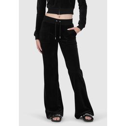 Juicy Couture Damen Sweathose "LAYLA LOW RISE POCKETED FLARE PANT Damen", schwarz, Gr. M, 95% POLYESTER 5% ELASTAN, Hosen, Trainingshose Damen,