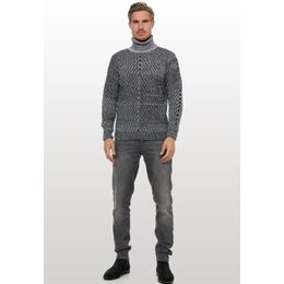 Rusty Neal Herren Strickpullover, grau, Gr. S, meliert, 70% Polyacryl, 30% Baumwolle, Pullover, im angesagten Kontrast-Design