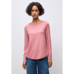 Langarmshirt Street One, Damen, Gr. 34, almond coral meliert, Stoff, 67% Viskose, 30% Polyester, 3% Elasthan, unifarben, normal normal, Rundhals, abgesteppt, Shirts Langarmshirt, aus softem Materialmix