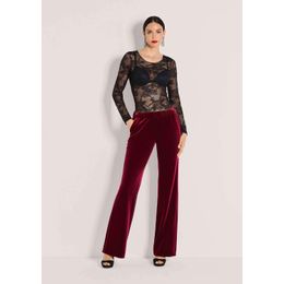 Madeleine Mode MADELEINE Damen Stoffhose "Samthose Weite Samthose mit elastischem Bund", rot, Modern, Gr. 36, Obermaterial: 90% Polyester PES. 10% Elasthan EL.,