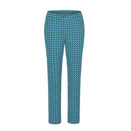 GOLDNER Damen Stoffhose "Druckhose mit Minimaldessin", blau, Gr. 44, Obermaterial: 89% Polyester PES. 11% Elasthan EL., Hosen, L-f&ouml;rmige