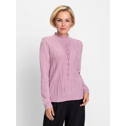 CLASSIC Damen Strickpullover "Pullover", rosa, Gr. 50, unifarben, 50% Viskose, 28% Polyester, 22% Polyamid, Pullover