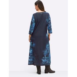 sheego Damen Jerseykleid "Jersey-Kleid", blau, Gr. 50, bedruckt, gebl&uuml;mt, gemustert, mehrfarbig, Piqu&eacute;, 95% Polyester, 5% Elasthan, Kleider