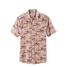 Beach Time BEACHTIME Herren Hawaiihemd "Regular fit", rosa, Gr. S, gemustert, Web, Obermaterial: 100% Baumwolle, Hemden, Kurzarm, Freizeithemd mit Palmenprint,