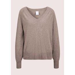 Madeleine Mode MADELEINE Damen Longpullover "Pullover V-Pullover mit Kaschmir"cappuccino, Gr. 34, Obermaterial: 90% Schurwolle WV. 10% Kaschmir WS., Pullover