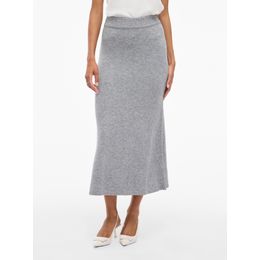 Vila Damen Maxirock "VIRIL ANKLE KNIT SKIRT - NOOS"medium grau melange, Gr. L, unifarben, Feinstrick, Obermaterial: 50% Viskose, 28% Polyester, 22%