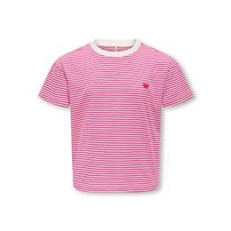 KIDS Only M&auml;dchen Kurzarmshirt "KOGPISA MAIKEN LIFE CROP SS ONL JRS NOOS", rot, Gr. 122, gestreift, Jersey, Obermaterial: 100% Baumwolle, Shirts