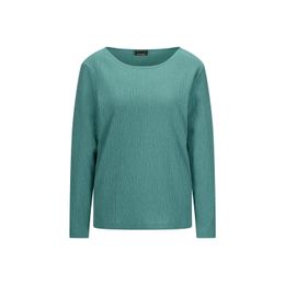 GOLDNER Damen Langarmshirt "Kurzgröße Jersey-Shirt in Krepp-Optik"graugrün, Gr. 20, Obermaterial: 76% Polyester PES. 20% Viskose CV. 4% Elasthan EL.,