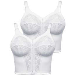 SuSa Damen Entlastungs-BH "2er Pack Longline BH Classics", Gr. 105, wei&szlig;, Obermaterial: 65% Polyamid PA. 25% Elasthan EL. 10% Baumwolle CO., BHs