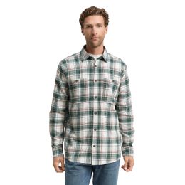 Tom Tailor Herren Langarmhemd, wei&szlig;, Gr. M, kariert, Web, Obermaterial: 100% Baumwolle, Hemden, mit Brusttaschen
