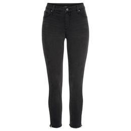 Lascana Damen Jeggings, grau, Gr. 34, Denim/Jeans, Obermaterial: 70% Baumwolle, 28% Polyester, 2% Elasthan, Hosen, mit Rei&szlig;verschl&uuml;ssen am Saum,