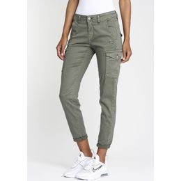 Gang Damen Cargohose "94AMELIE", gr&uuml;n, Gr. 32, unifarben, Web, Obermaterial: 59% Lyocell, 37% Baumwolle, 4% Elasthan, Hosen, mit aufgesetzten