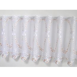 Scheibengardine, B:160cm H:40cm, wei&szlig;, Stickereien Plauen, Voile, Polyester, K&uuml;che, Gardinen, "F&auml;cher"