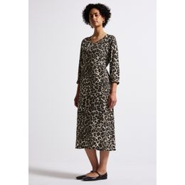 Street One Damen Midikleid, schwarz, Gr. 38, gemustert, Stoff, 100% Viskose, Kleider, mit Print