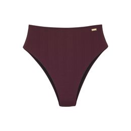 Damen Highwaist-Bikini-Hose "Nela", rot, Gr. 40, Copenhagen Studios, strukturiert, unifarben, Rippware, Recycling-Polyamid, Badehosen, mit h&ouml;herem