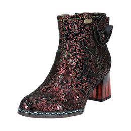 Laura Vita Damen Stiefelette "Laura Vita Stiefelette Leder/Textil", Gr. 36, rot, Leder, Textil, Schuhe