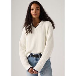 Levi's LEVI'S Damen Strickpullover "REESE VNECK SWEAT"tofu, Gr. S, unifarben, Strick, Obermaterial: 60% Baumwolle, 40% Polyacryl, Pullover, mit V-Ausschnitt