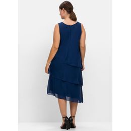 sheego Damen Cocktailkleid "Cocktailkleid", blau, Gr. 54, unifarben, 100% Polyester, Kleider