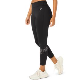 asics Damen Lauftights "asics LOGO 7/8 TIGHT", schwarz, Gr. S, Obermaterial: 88% Polyester, 12% Elasthan, Hosen