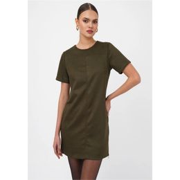 Jerseykleid FRESHLIONS "Franka", Damen, Gr. M, EURO-Größen, grün (khaki), 100% Polyester, unifarben, kurz, Rundhals, Kleider Jerseykleid, mit kurzen Ärmeln