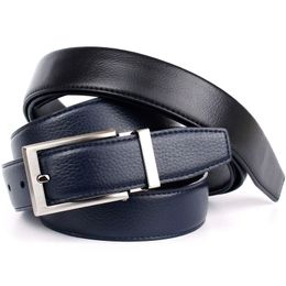 Anthoni Crown Herren Lederg&uuml;rtel, schwarz, Gr. 90, unifarben, Leder, G&uuml;rtel, Wendeg&uuml;rtel in dunkelblau und schwarz