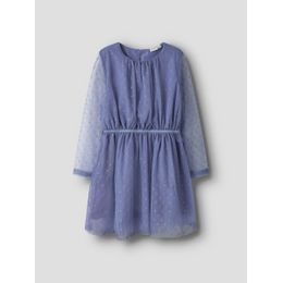 name it M&auml;dchen Minikleid "NKFVABOS LS DRESS NOOS", blau, Gr. 128, Web, Obermaterial: 100% Polyester, Kleider