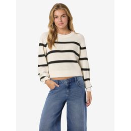Noisy may Damen Strickpullover "NMMAYSA L/S STRIPE O-NECK KNIT NOOS", schwarz, Gr. M, gestreift, Strick, Obermaterial: 50% Baumwolle, 50% Polyacryl,