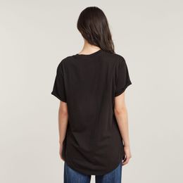 G-Star Raw G-STAR Damen T-Shirt "Lash fem loose", schwarz, Gr. L, unifarben, Jersey, Obermaterial: 100% Baumwolle, Shirts, mit fixiertem Umschlagsaum