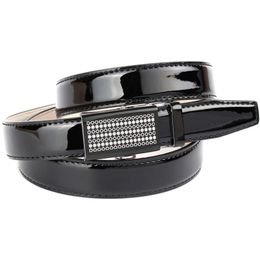 Anthoni Crown Damen Lederg&uuml;rtel, schwarz, Gr. 95, unifarben, Leder, G&uuml;rtel, Schmaler Business-Lacklederg&uuml;rtel