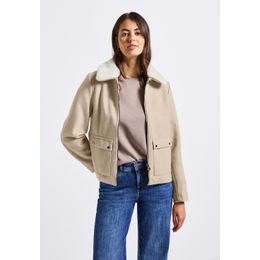 Street One Damen Outdoorjacke, beige, Gr. 44, unifarben, Stoff, 90% Polyester, 10% Viskose, Jacken, in Woll-Optik