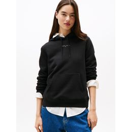 Tommy Jeans Damen Kapuzensweatshirt "TJW REG LINEAR HOODIE EXT", schwarz, Gr. XS, unifarben, Sweatware, Obermaterial: 80% Baumwolle, 20% Polyester,