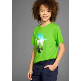 Kidsworld Jungen T-Shirt "Skating - Druck", gr&uuml;n, Gr. 152, bedruckt, Jersey, Obermaterial: 100% Baumwolle, Shirts, Kurzarm, Basic-Passform, bedruckt,