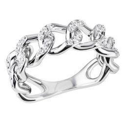 Firetti Damen Fingerring "Schmuck Geschenk Silber 925 Damenring Ring Panzerkette", 58, Silber 925 (Sterlingsilber), 3mmsilberfarben, kristallwei&szlig;,